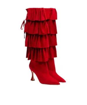 Manolo Blahnik Miralone 90 Suede Knee-high Boots - Red
