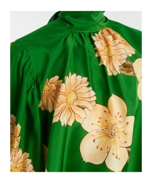 ALEMAIS Sage Floral Silk Blouse