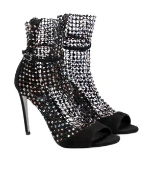 Rene Caovilla Galaxia Embellished Suede Sandals - Black