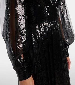 Elie Saab Sequined Tulle Maxi Dress