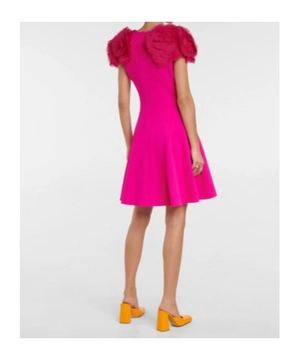 Oscar De La Renta Tulle-shoulders Wool-blend Minidress