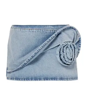 Magda Butrym Floral-appliqué Denim Miniskirt - Blue
