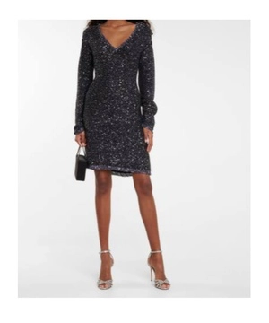Altuzarra Sequined Plunge Neck Mini Dress