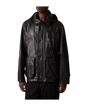 C.P. COMPANY Solid Color Leather Jacket