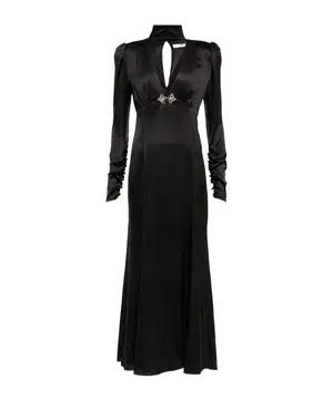 Alessandra Rich Embellished Silk Satin Dress - Black