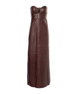 Dodo Bar Or Strapless Plunge Sweetheart Neck Leather Maxi Dress
