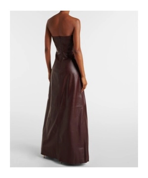 Dodo Bar Or Strapless Plunge Sweetheart Neck Leather Maxi Dress