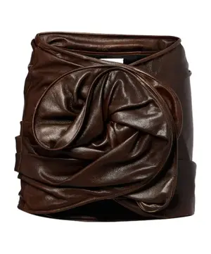 Magda Butrym Pleated Midi Skirt - Brown