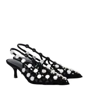 Attico Decorated Leather High-heeled Sandals - Black