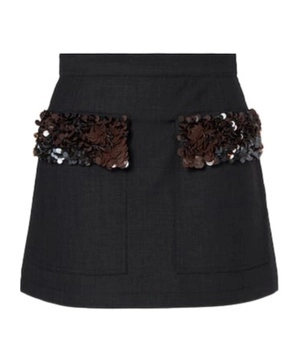 Plan C Sequined Wool-blend Miniskirt - Black
