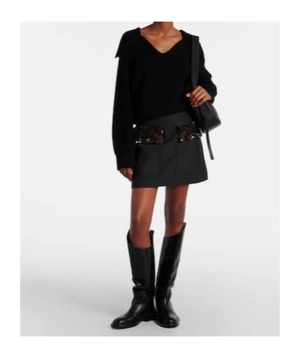 Plan C Sequined Wool-blend Miniskirt