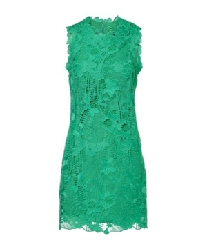 Monique Lhuillier Floral Lace Sleeveless Crew Neck Minidress - Green