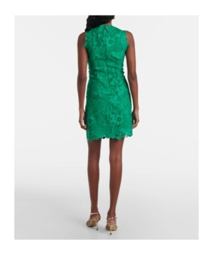 Monique Lhuillier Floral Lace Sleeveless Crew Neck Minidress - Green