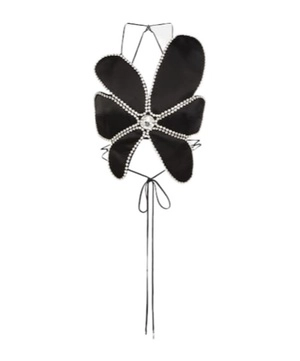 AREA Crystal-embellished Halterneck Top - Black