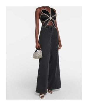 AREA Crystal-embellished Halterneck Top