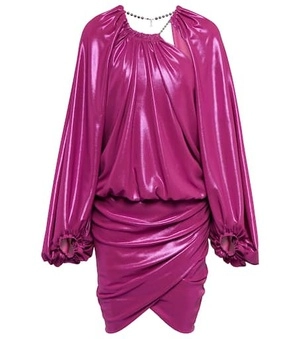 Attico Karen Lamé Georgette Minidress - Pink