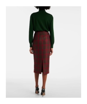 EMILIA WICKSTEAD Plaid Wool-blend Pencil Skirt With Back Slit - Red