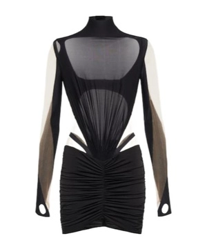 MUGLER Mesh And Jersey-paneled Minidress - Black