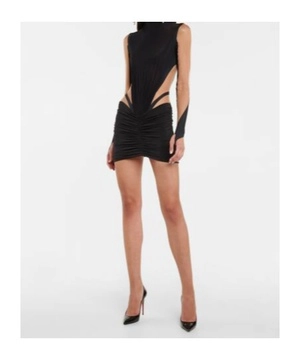 MUGLER Paneled High Neck Mini Dress