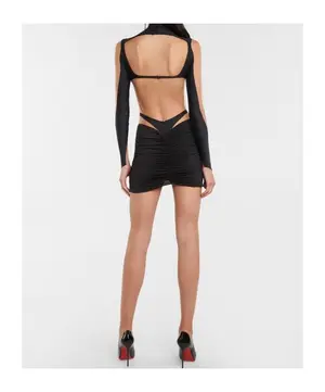 MUGLER Paneled High Neck Mini Dress