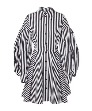 Nina Ricci Striped Poplin Midi Dress - Black