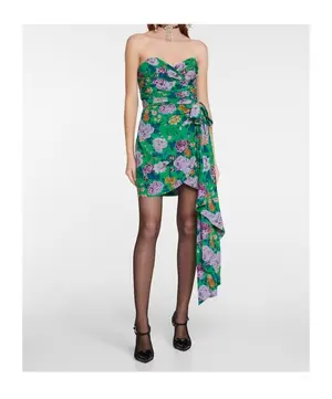 Alessandra Rich Floral Silk Bustier Minidress