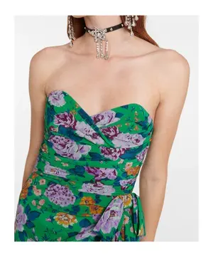 Alessandra Rich Floral Silk Bustier Minidress