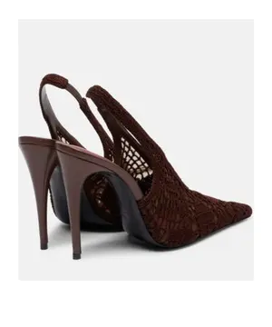Magda Butrym Crochet-trimmed Leather Slingback Pumps