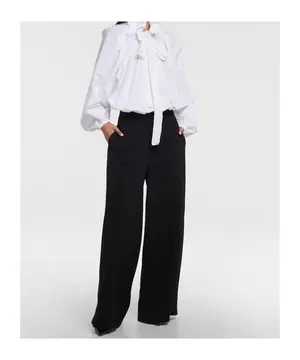 PATOU Ruffle Neckline Tie Blouse
