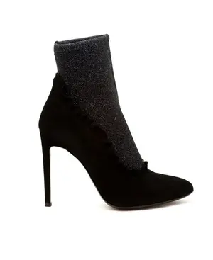 GIUSEPPE ZANOTTI Short Sock Boots With Lotus Leaf Edges - Black