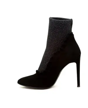 GIUSEPPE ZANOTTI Short Sock Boots With Lotus Leaf Edges