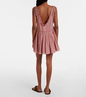 Attico Ruffled Cotton Gauze Mini Dress