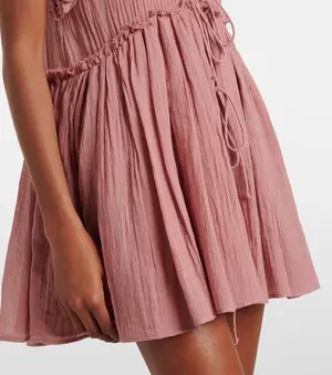 Attico Ruffled Cotton Gauze Mini Dress