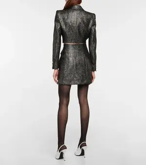 Alessandra Rich Metallic Tweed Cropped Jacket