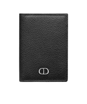 Dior Cd Icon Vertical Bifold Card Holder - Black