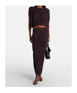 Magda Butrym Pleated Midi Skirt - Wine Red