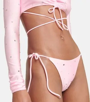 Alessandra Rich Crystal-embellished Ruched Bikini