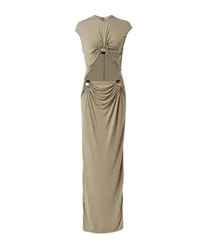 Christopher Esber Duo Bezel Quartz Jersey Maxi Dress - Nude