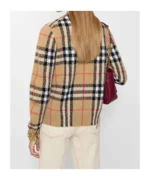 Burberry Check Pattern Crewneck Buttoned Cardigan