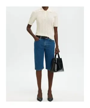 SELECTED Cotton Knitted Polo Shirt With Half-length Sleeves