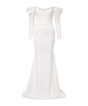 Alex Perry Bridal Off-shoulder Crêpe Satin Bustier Gown - White