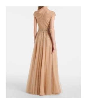 Jenny Packham Shayla Embellished Off-the-shoulder Gown - Nude