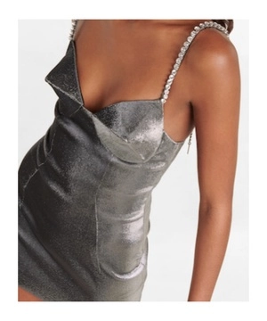 AREA Embellished Coated Mini Dress