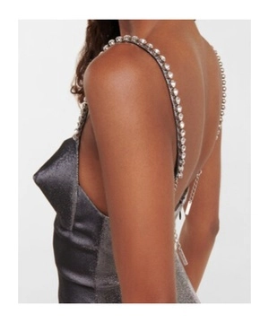 AREA Embellished Coated Mini Dress