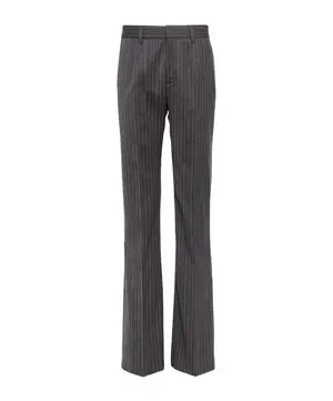 Alessandra Rich Pinstriped High-rise Straight Pants - Dark Gray