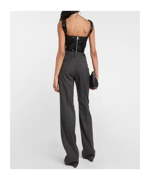 Alessandra Rich Pinstriped High-rise Straight Pants