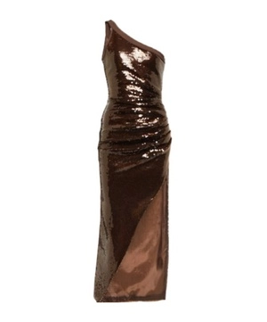 David Koma One-shoulder Sequined Midi Dress - Black