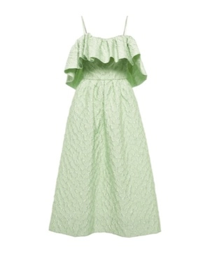 Monique Lhuillier Off-the-shoulder Materasai Textured Midi Dress - Green