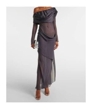 Christopher Esber Asymmetric Sheer Silk Maxi Dress