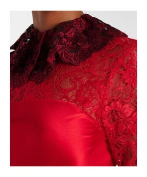 RODARTE Lace-trimmed Silk-blend Satin Gown